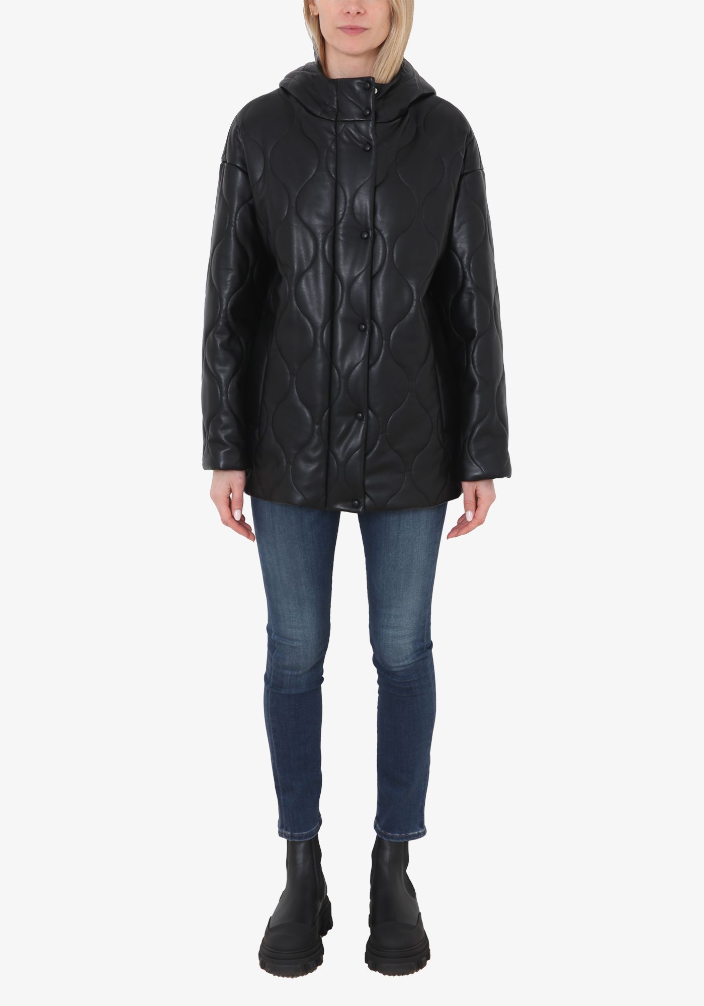 Everlee Faux Leather Padded Jacket - Morgan Clare